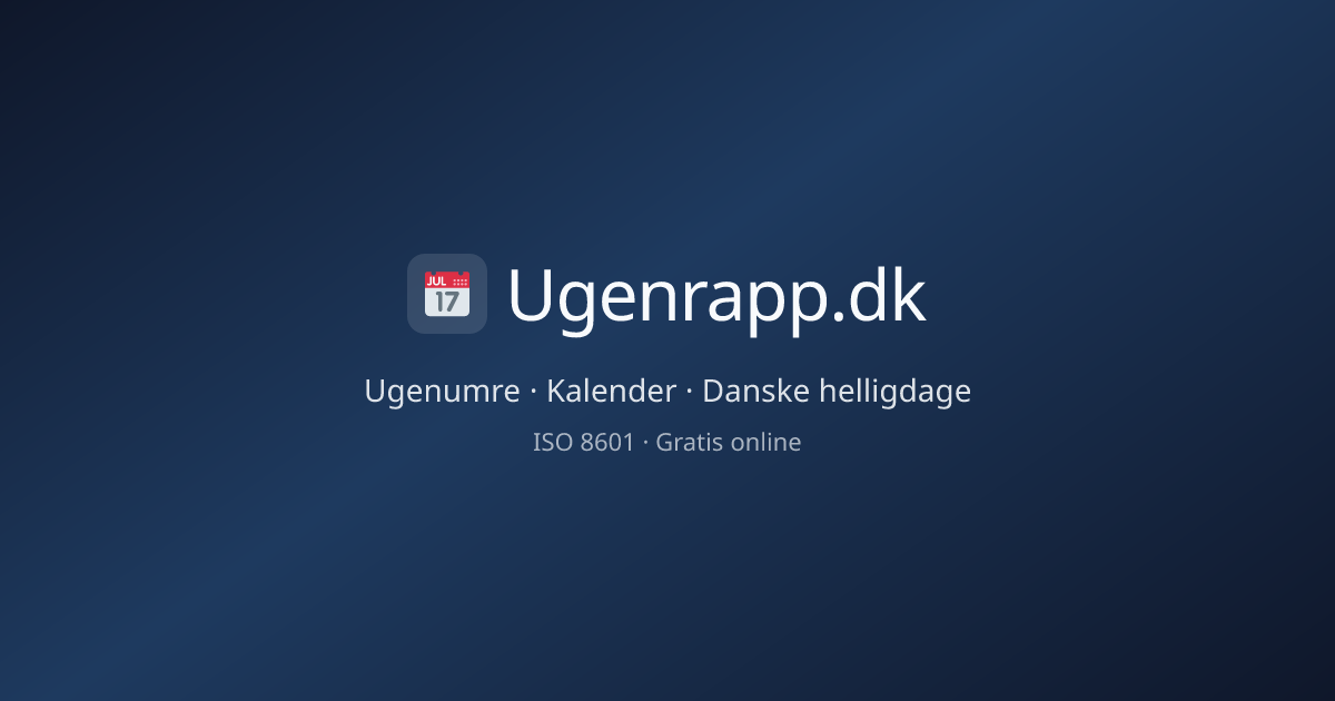 Ugenr & ugenummer – gratis ISO-kalender online | Ugenrapp